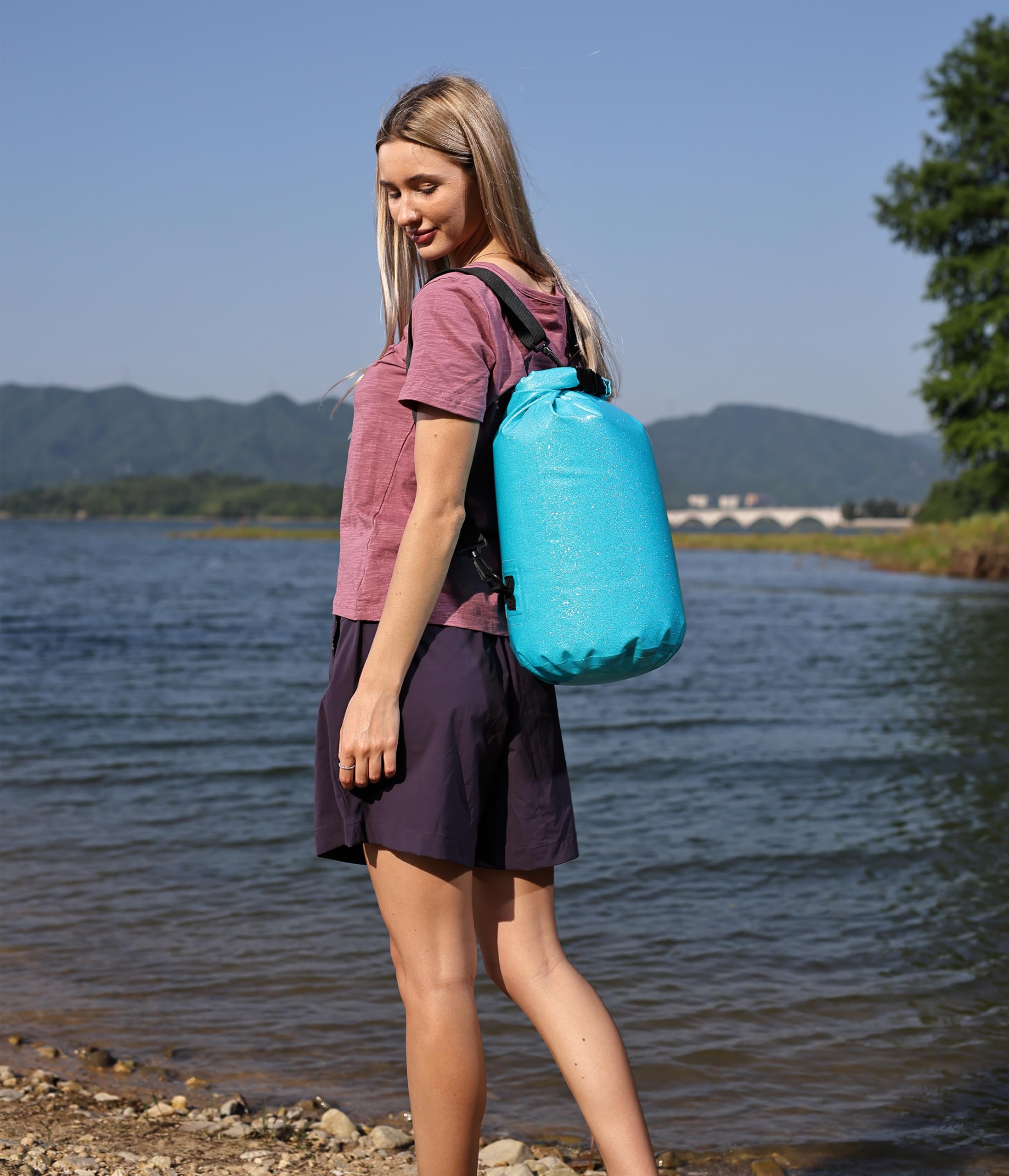 MARCHWAY Floating Waterproof Dry Bag Backpack 5L/10L/20L/30L/40L, Roll Top Sack Keeps Gear Dry for Kayaking, Rafting, Boating, Swimming, Camping, Hiking, Beach, Fishing (Shiny Blue, 5L)