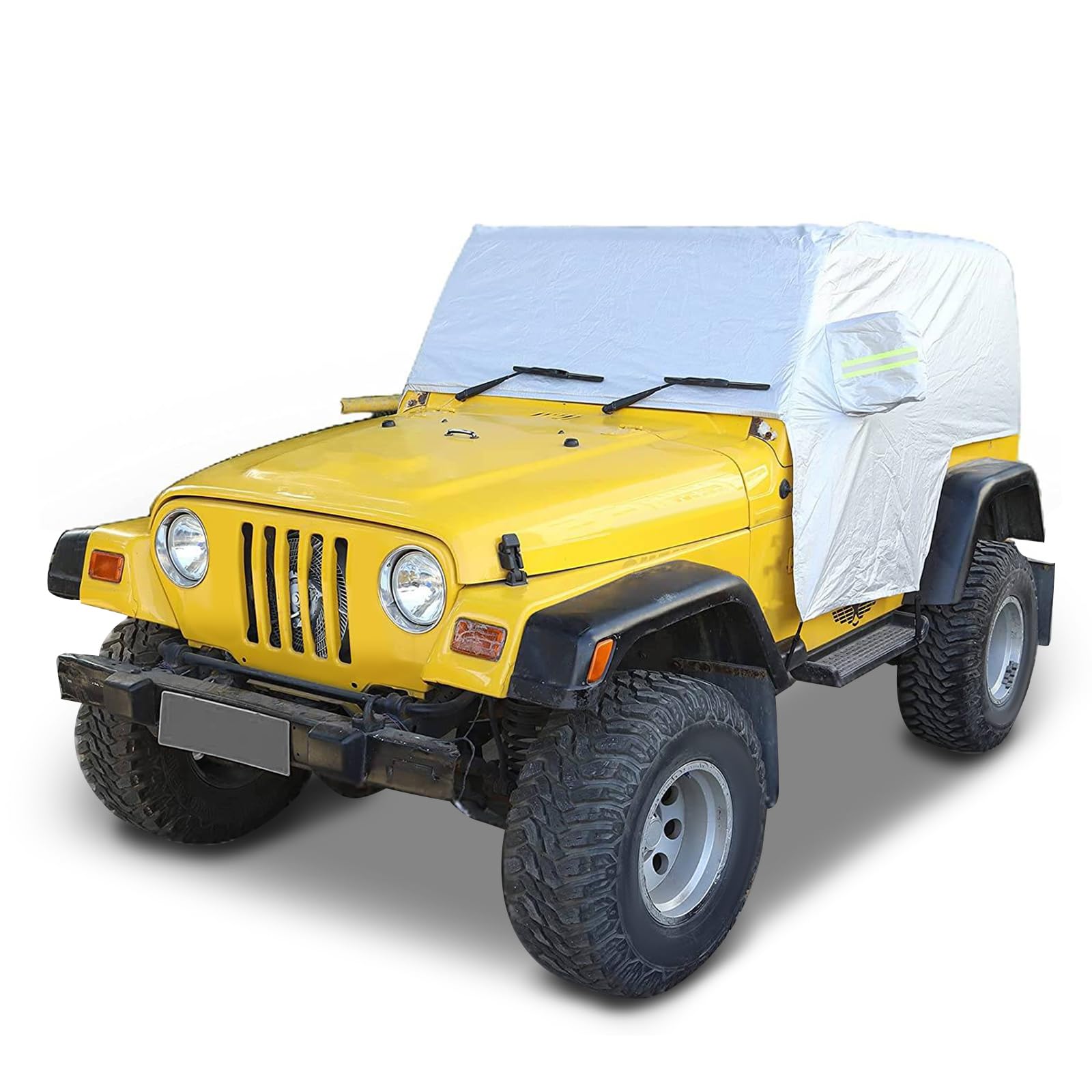 RT-TCZ Car Rain Snow Sunshade Cover Accessories for 1997-2006 Jeep Wrangler TJ Windproof Dustproof Scratch Resistant Outdoor UV Protection Auto Cover