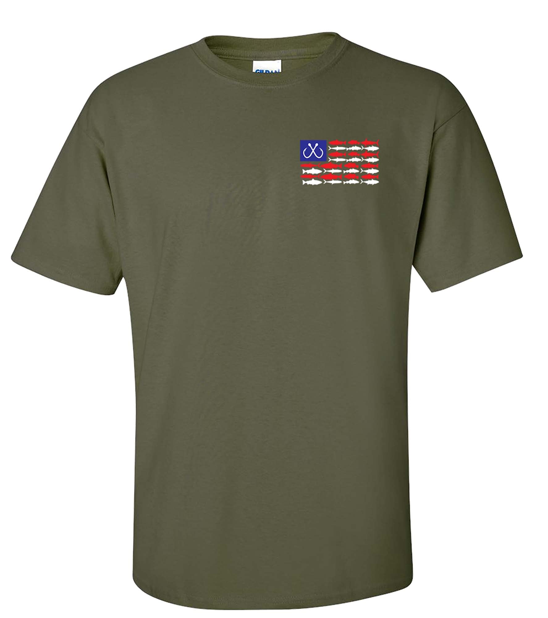 Patriotic Salt Water Fish American Flag USA Saltwater Fishing Outdoors Men's Short Sleeve T-Shirt-Military-XL