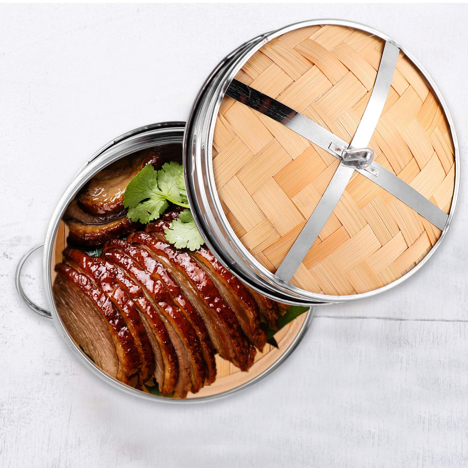 Bamboo Steamer Basket for Chinese Asian Cuisine?5.7INCH Steaming Basket Bun Vegetable Steamer, Dumpling Steamer Bamboo Steam Basket For Steaming Dim Sum Dumplings Buns Vegetables Fish Rice