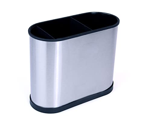Utensil holder Caddy large stainless steel sturdy kitchen flatware organizer crock sink benchtop counter