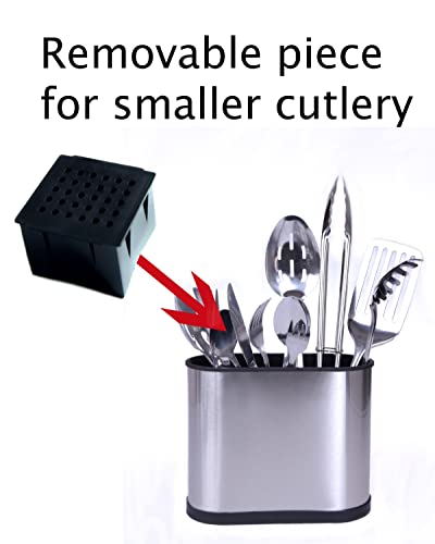 Utensil holder Caddy large stainless steel sturdy kitchen flatware organizer crock sink benchtop counter