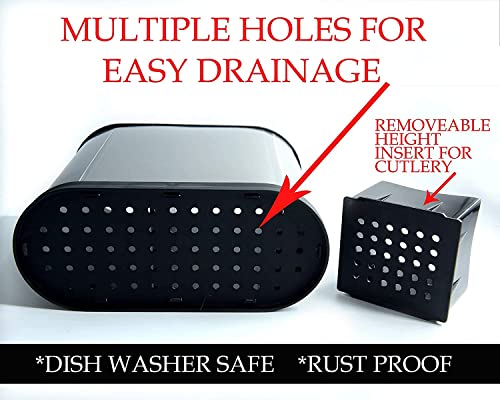 Utensil holder Caddy large stainless steel sturdy kitchen flatware organizer crock sink benchtop counter