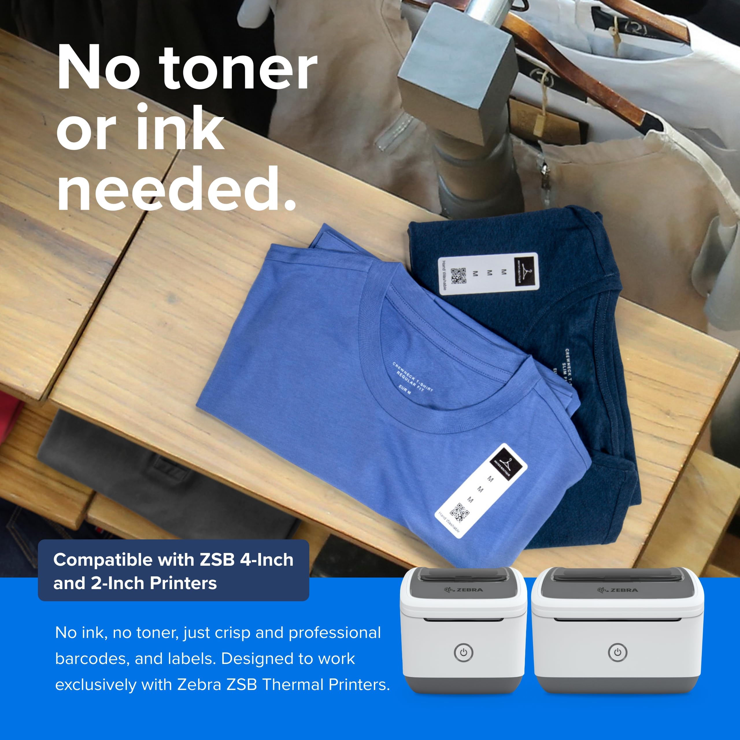 ZEBRA ZSB Series Labels - Potato Starch-Based Printer Label Paper - Recyclable Cartridge for Stickers - Versatile, Cloud-Based Adhesive - Address, 1.25" x 3.5"