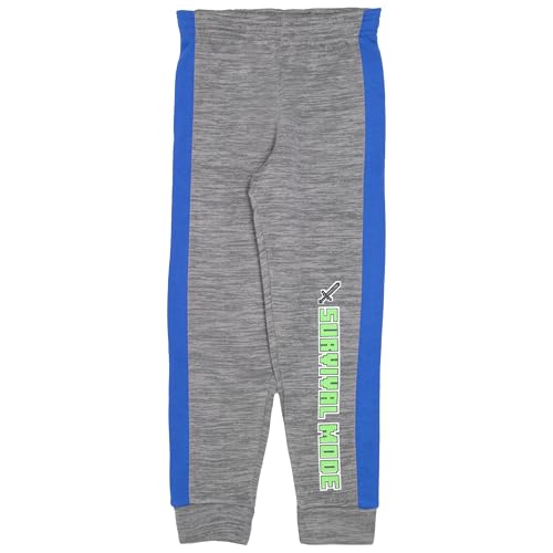 Minecraft Boys 2 Piece Fleece Pants Sets, Pullover Hoodie and Jogger Set for Boys (Blue, Size 7)