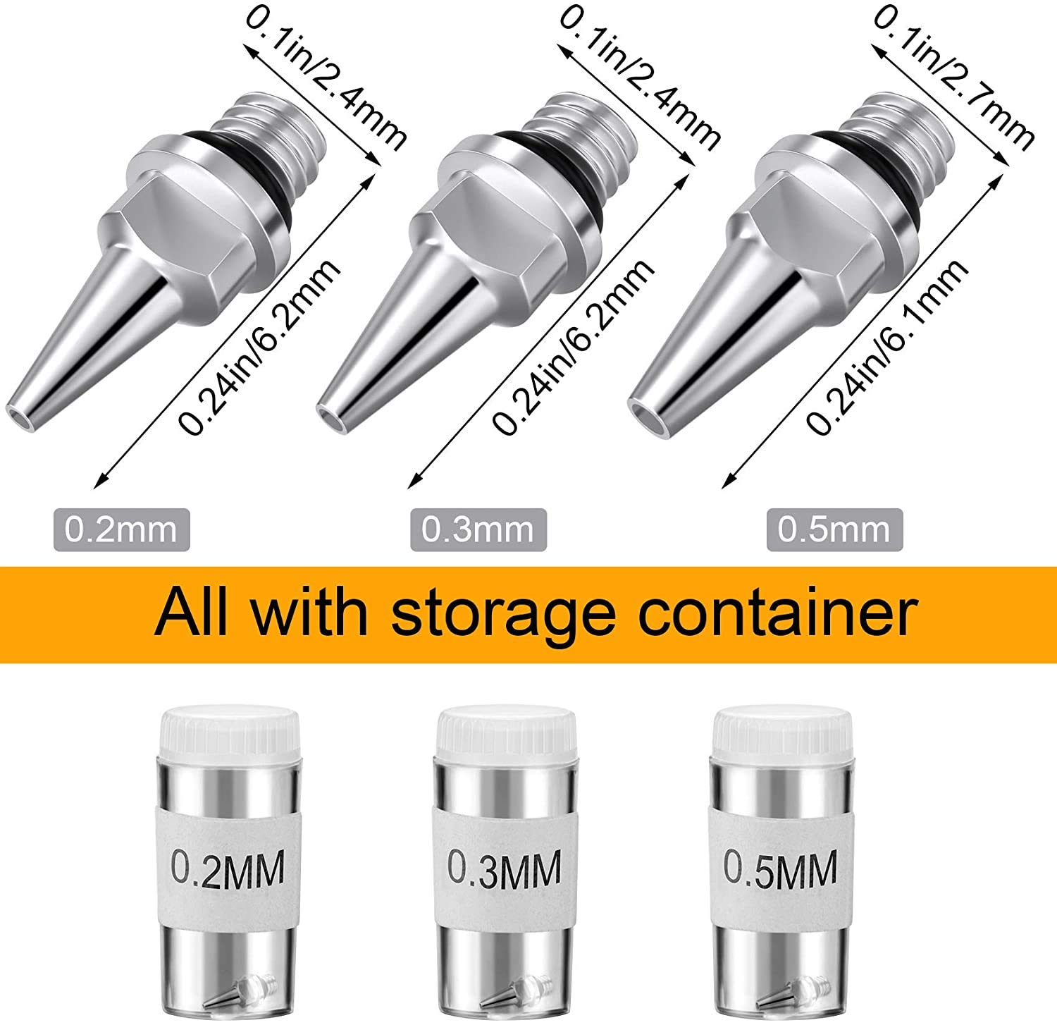 HUBEST 9pcs Airbrush Nozzles with Cleaning Tool Replacement for Airbrush Spray Gun