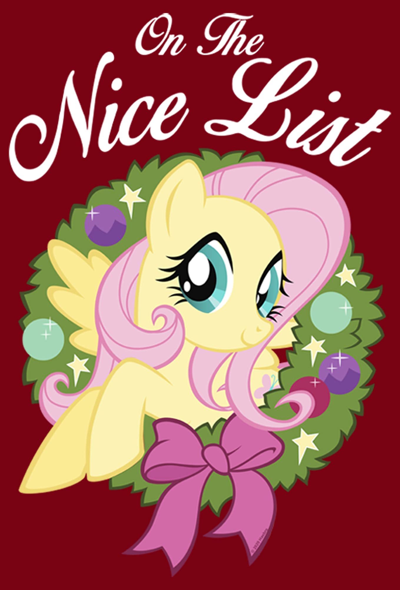 Men's My Little Pony Christmas Fluttershy Nice List T-Shirt - Cardinal - 2X Large