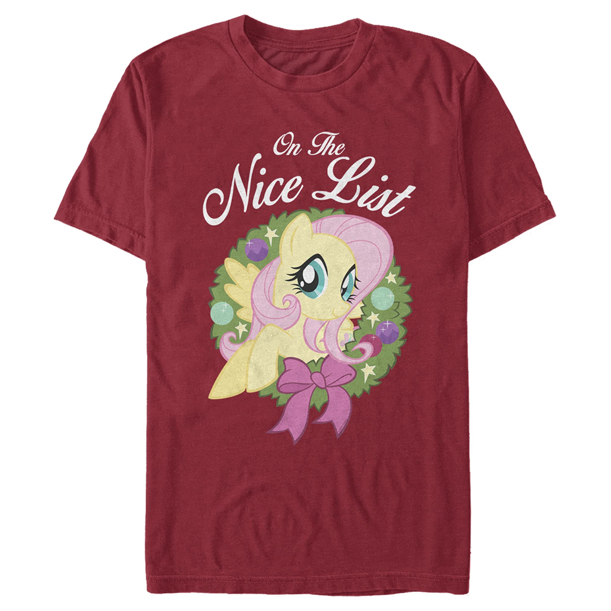 Men's My Little Pony Christmas Fluttershy Nice List T-Shirt - Cardinal - 2X Large