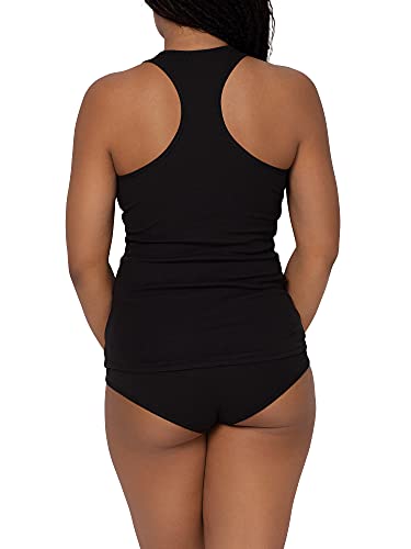 Smart & Sexy Women's Cloud Cotton Comfort Collection Tank Top & Boy Short Sleep Set, BLACK HUE, X-Large