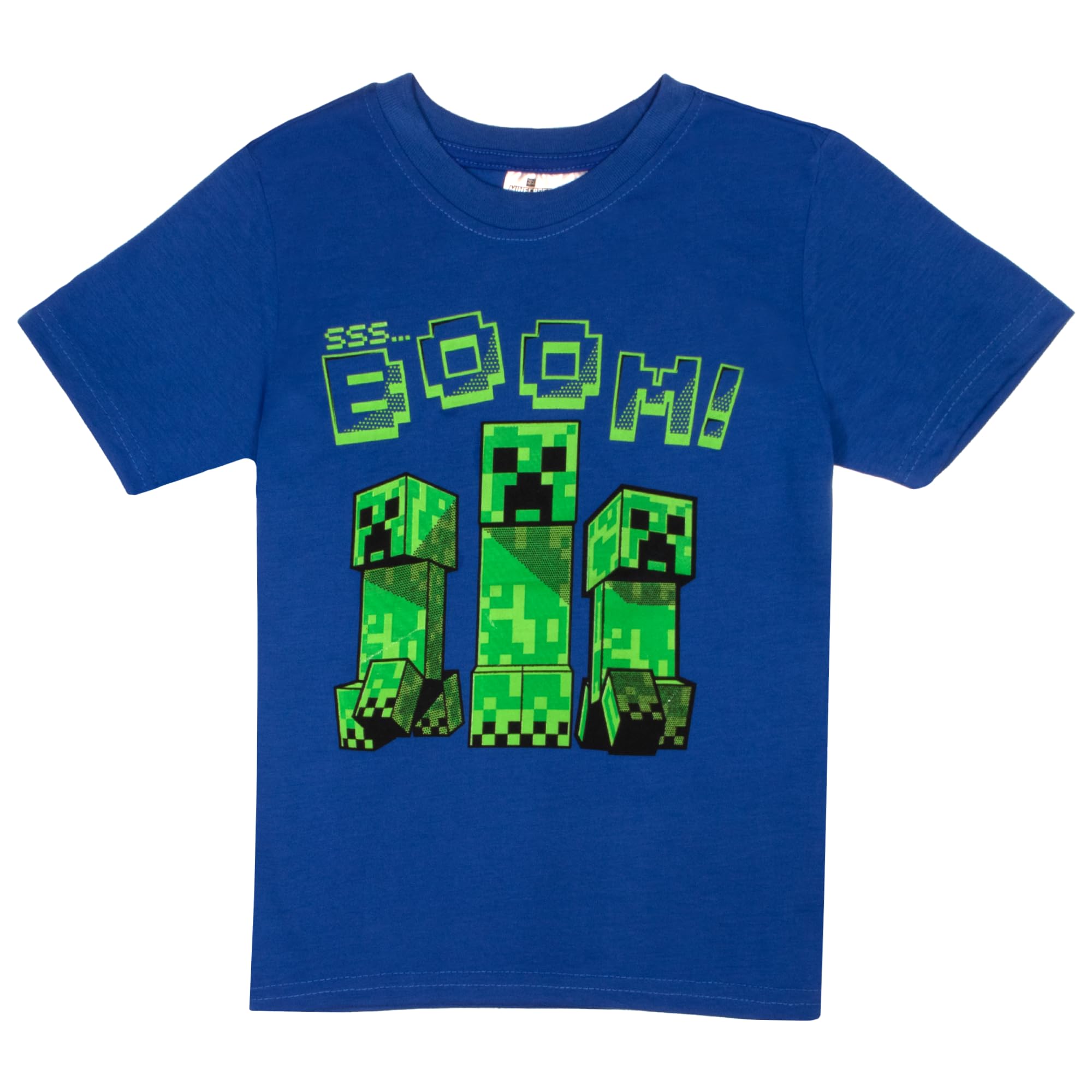 Minecraft Boys 3 Piece Fleece Pants Sets, Crew Neck Sweatshirt, T-Shirt, and Pants 3-Pack Bundle Set for Boys (Black/Blue, Size 4)