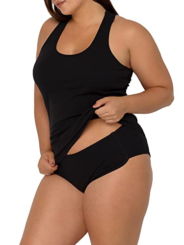Smart & Sexy Women's Cloud Cotton Comfort Collection Tank Top & Boy Short Sleep Set, BLACK HUE, X-Large