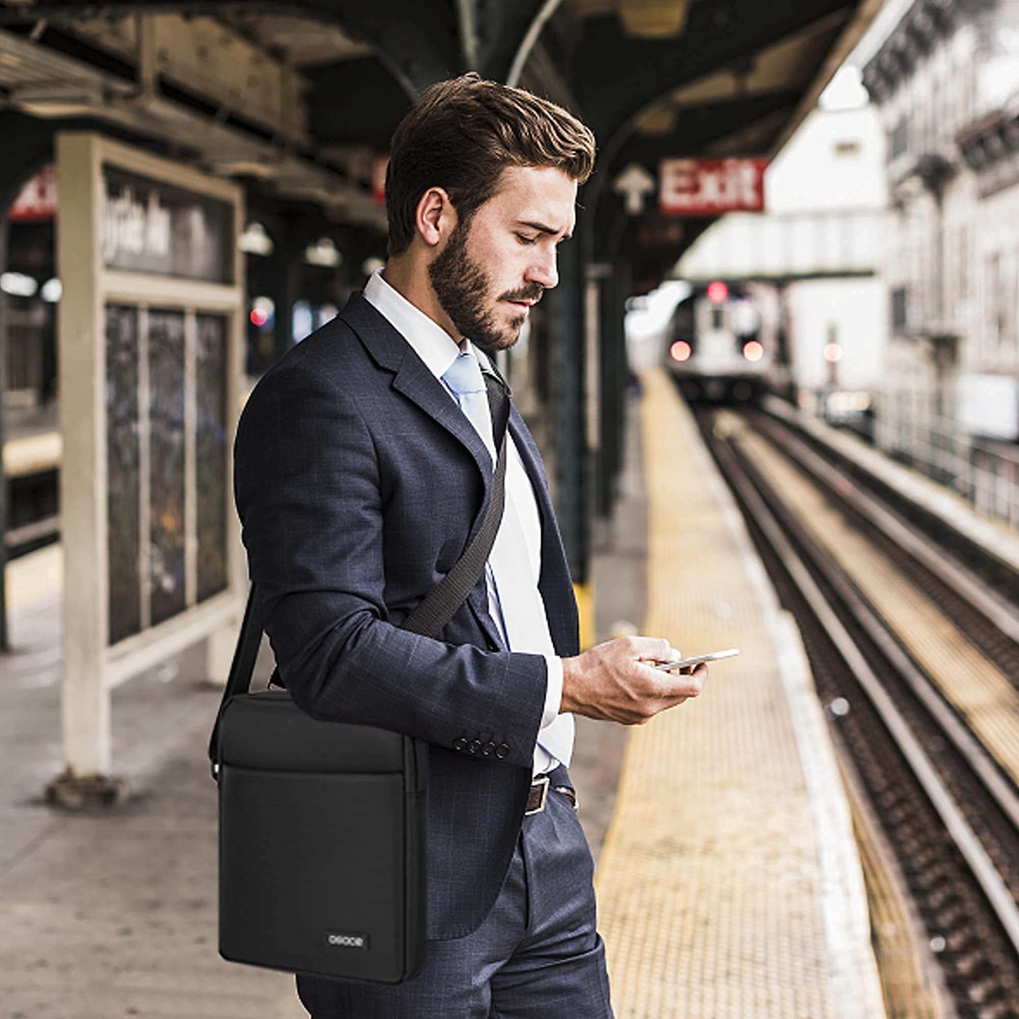 OSOCE Messenger Bag, Crossbody Bag Shoulder Bag for Men Water Resistant Man Bag Man Purse for Business Office, L