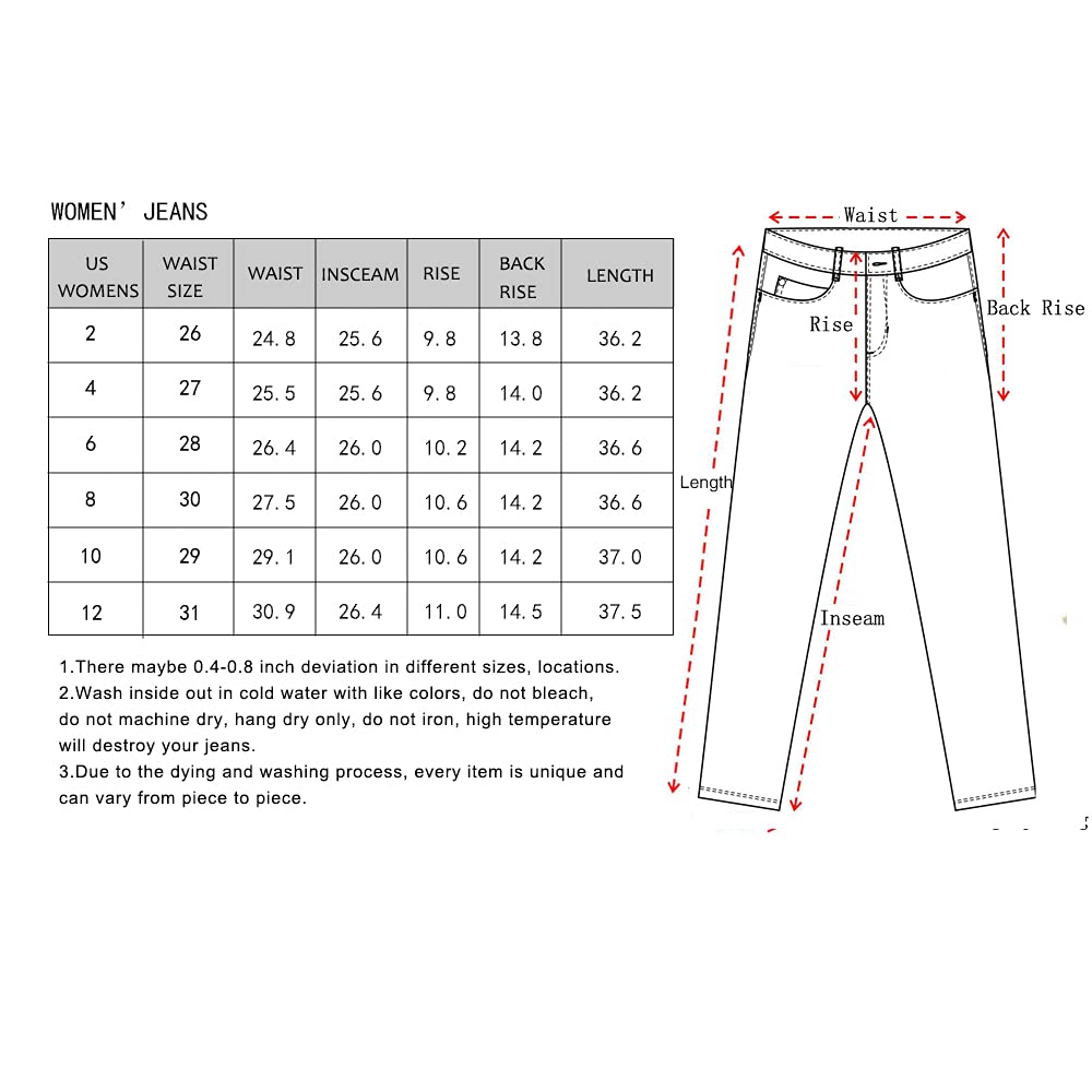 Allimy Women's High Waist Skinny Stretch Ripped Jeans Destroyed Denim Pants 12