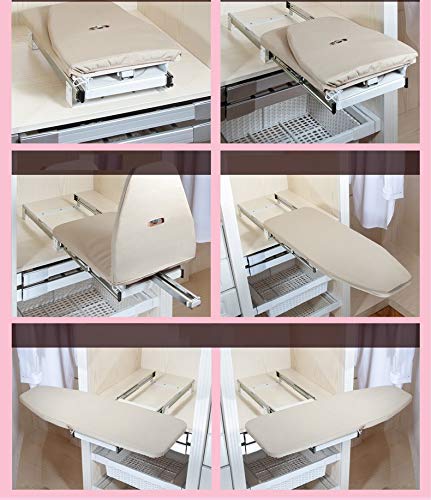 Hiding Ironing Board Foldable Ironing Station in Cabinet for Apartment & Small Room | Sturdy Folding Board, Easy-Release Lever 11.8 (W) x 5.5 (H) x Length 16.9 (L) White