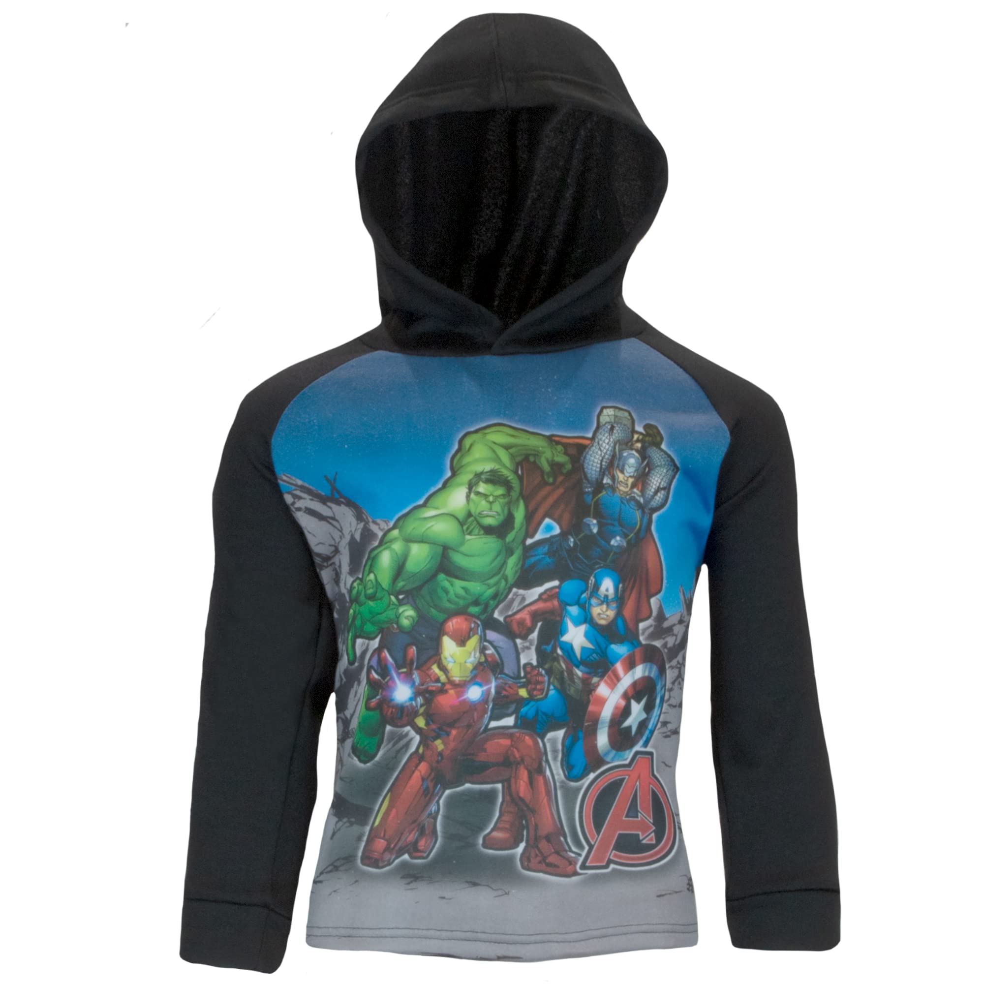 Marvel Avengers 2-Piece Fleece Pants Sets, Superhero Fleece Hoodie and Pants Bundle Set for Boys (Black, Size 5/6)