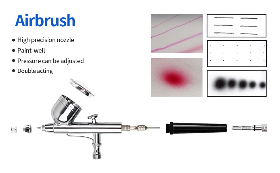 Psipro Mini Airbrush Kit Black Dual-Action Air Brush Gravity Feed Airbrush for Makeup Art Craft Nails Cake Decorating Modeling Tool with Airbrush Cleaning Set