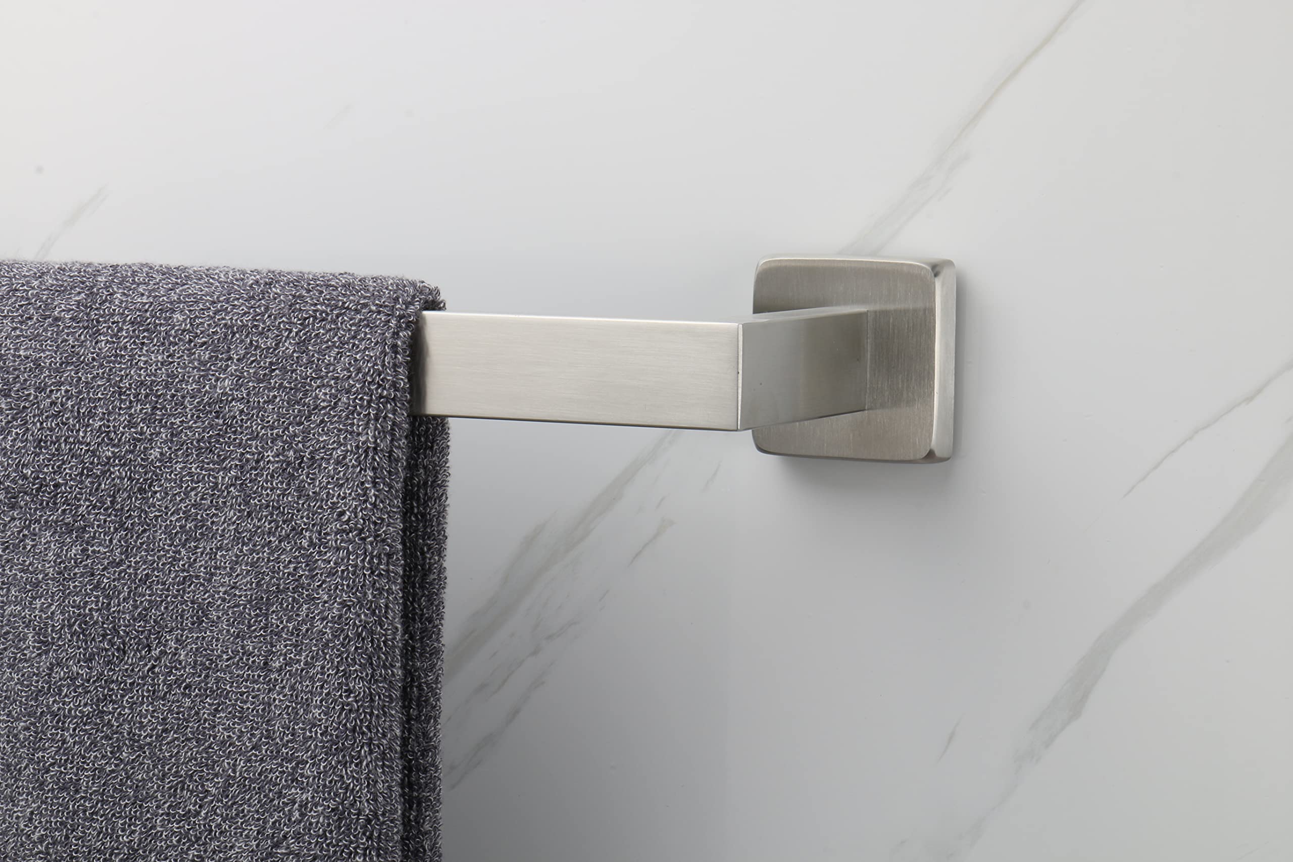 TocTen Bath Towel Rack - Square Base Thicken SUS304 Stainless Steel Towel Bar for Bathroom, Bathroom Accessories Towel Rod Heavy Duty Wall Mounted Towel Holder. (Brushed Nickel, 16)
