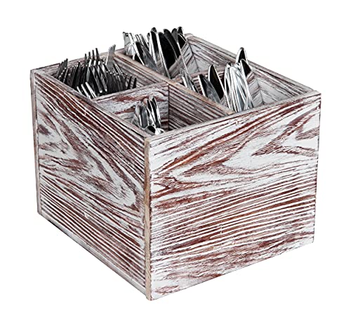 Mind Reader One Tabletop Caddy, Rustic Style, Wood, Brown Utensil Organizer, Size