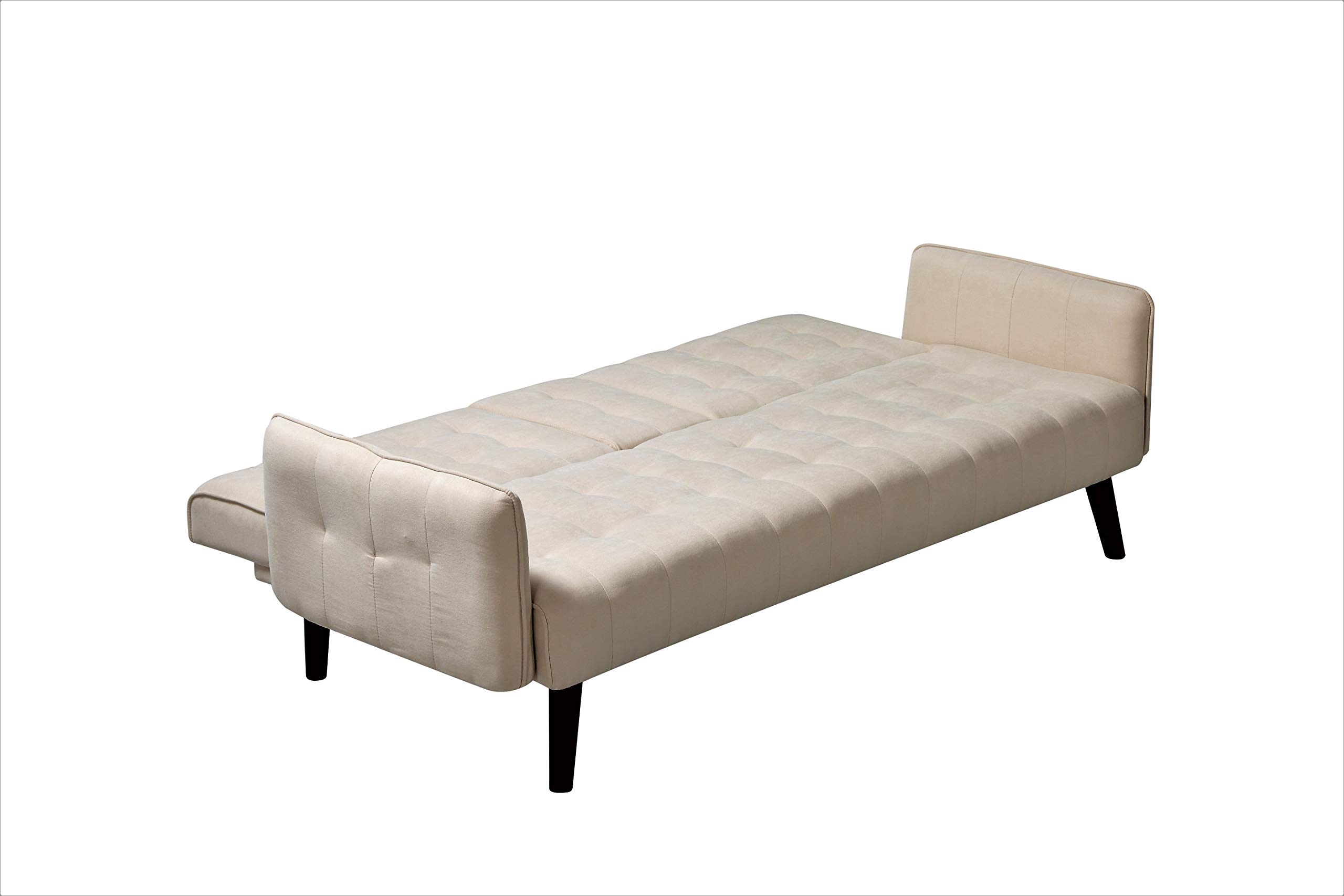 Container Furniture Direct Hash Sleeper Sofa Bed with Folding Backrest, Cup Holder and Linen Fabric Upholstery, Convertible Couch for Living Room and Small Spaces, 72", Full, Biscuit