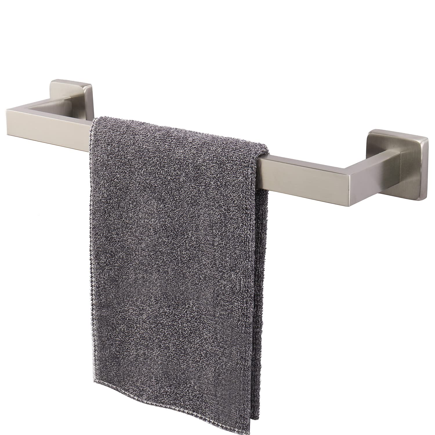 TocTen Bath Towel Rack - Square Base Thicken SUS304 Stainless Steel Towel Bar for Bathroom, Bathroom Accessories Towel Rod Heavy Duty Wall Mounted Towel Holder. (Brushed Nickel, 16)