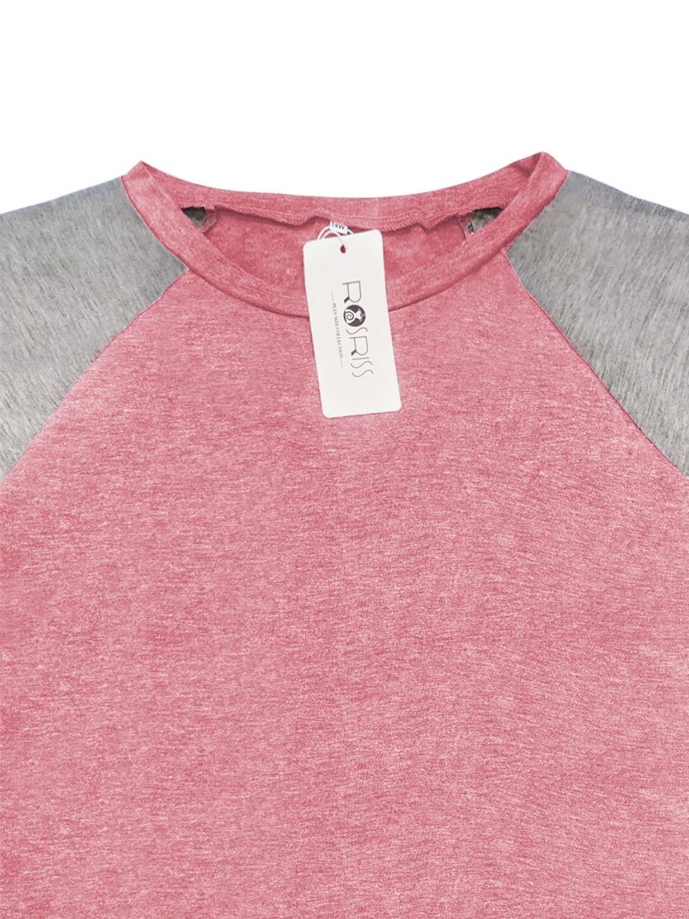 ROSRISS Plus Size Tops for Women 3x Summer Loose Fit Color Block T Shirts Pink 24W