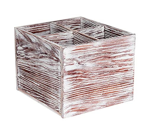 Mind Reader One Tabletop Caddy, Rustic Style, Wood, Brown Utensil Organizer, Size