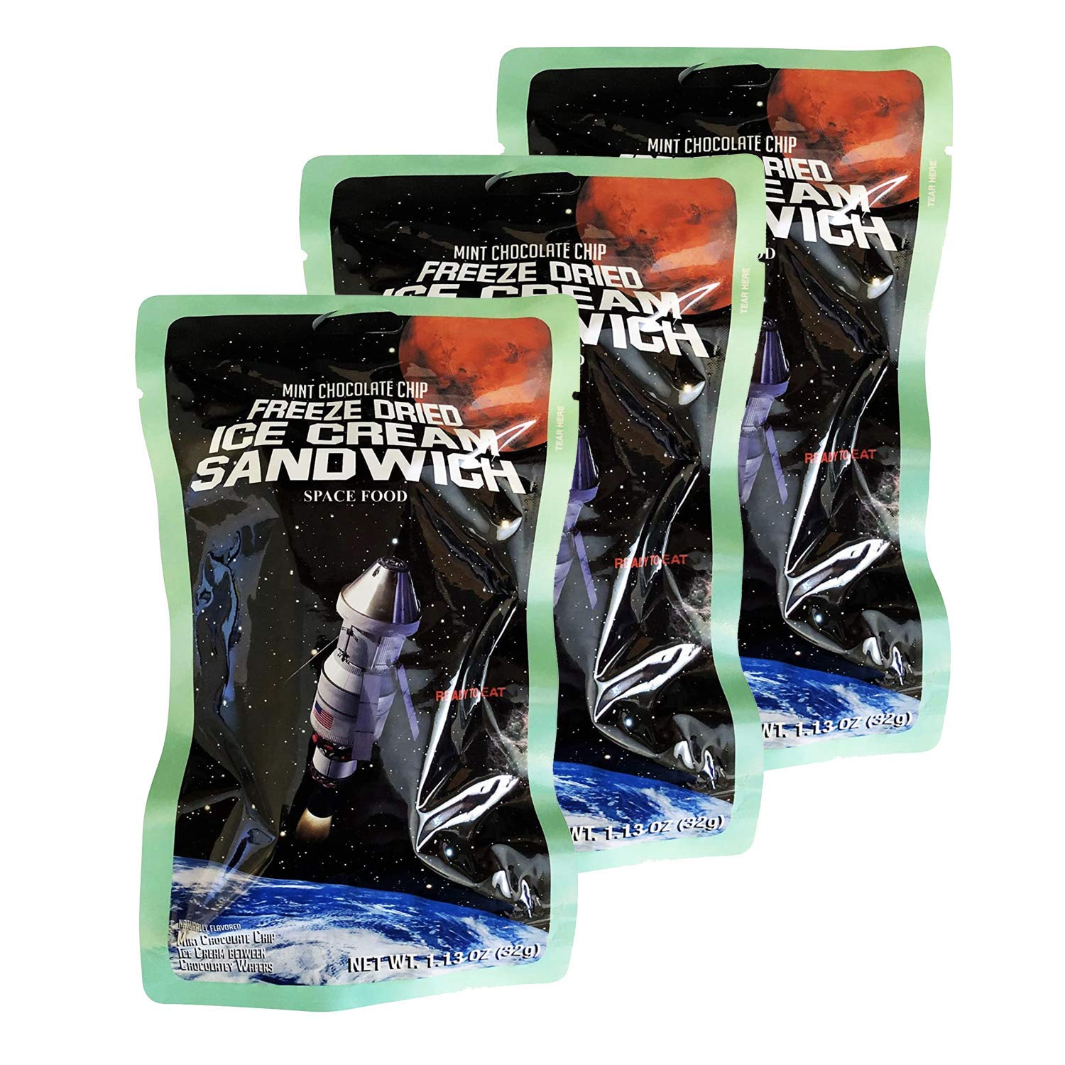 LuvyDuvy Freeze-Dried Mint Chocolate Chip Ice Cream Sandwiches - 3 Pack