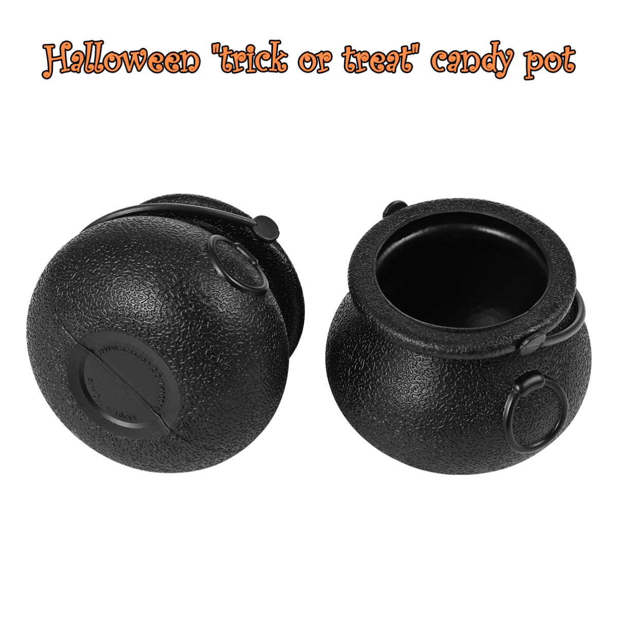 12pcs Halloween Trick Or Treat Pots Mini Witch Cauldron Pots Pumpkin Candy Bucket Novelty Candy Holder Pot with Handle Party Favors Supplies Decoration