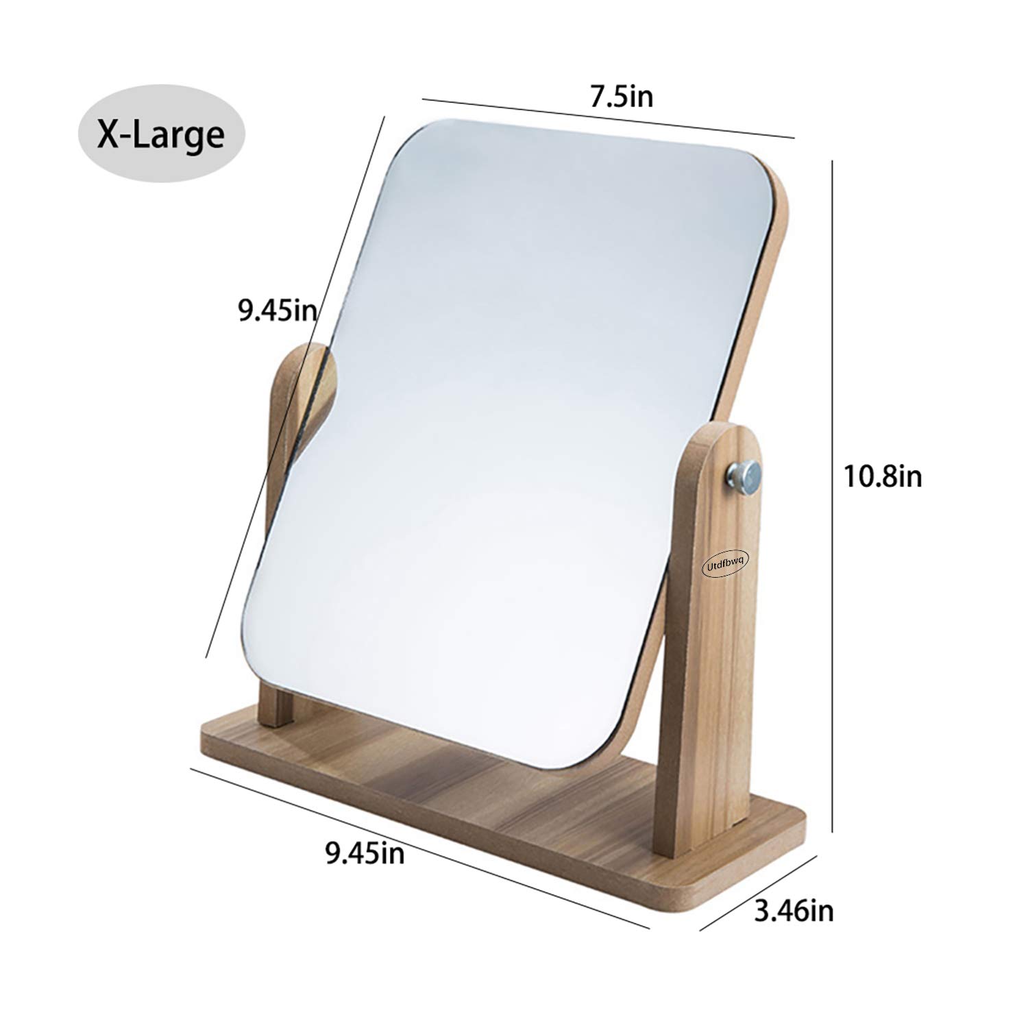 YOOMEISHALY Wooden Desk Mirror 360 Degree Swivel Mirror Single-Sided Makeup Table Mirror, Portable Removable Countertop Private Room High-Definition Make Up Mirror (X-Large), Wood Grain