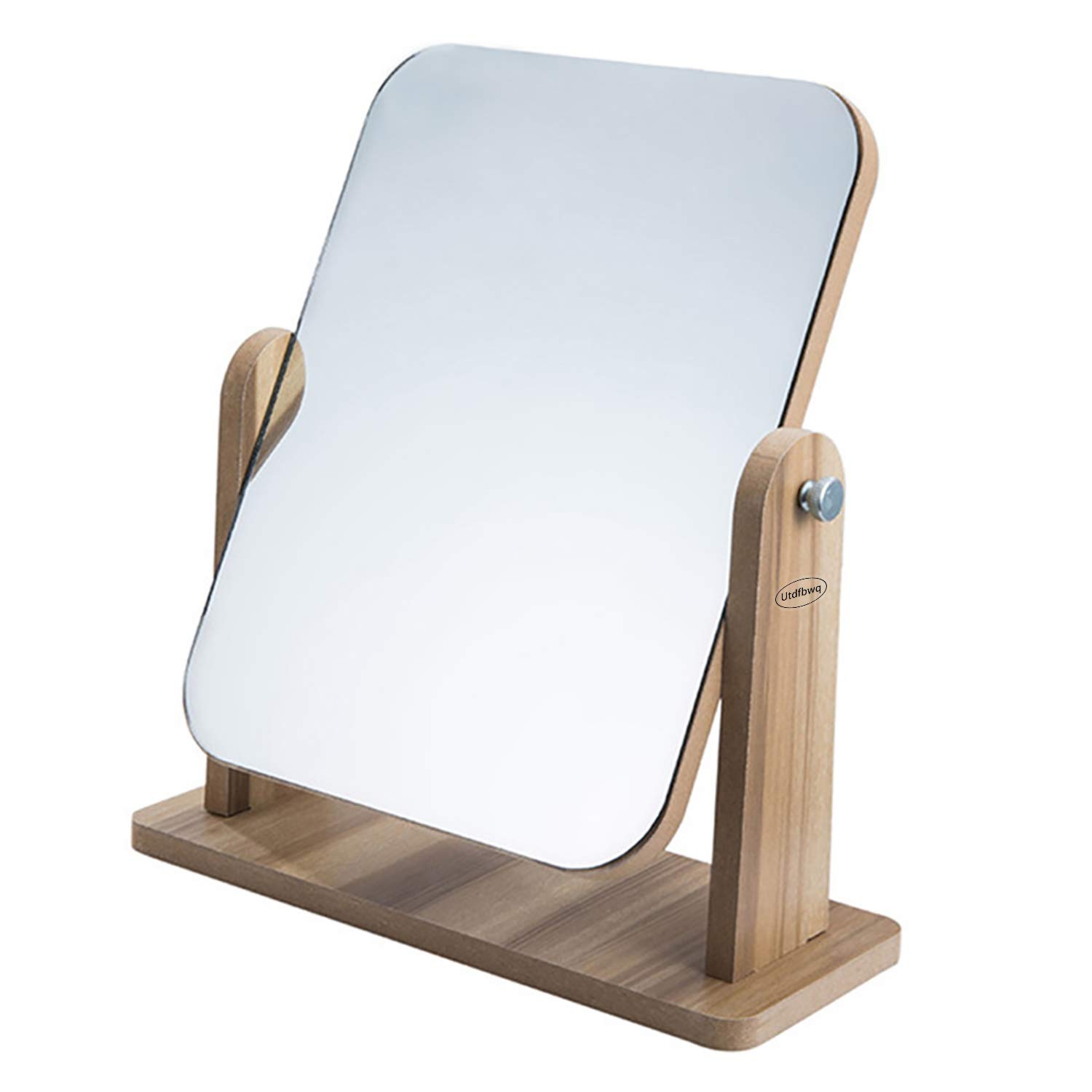 YOOMEISHALY Wooden Desk Mirror 360 Degree Swivel Mirror Single-Sided Makeup Table Mirror, Portable Removable Countertop Private Room High-Definition Make Up Mirror (X-Large), Wood Grain