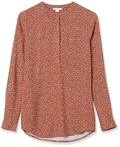 Amazon Essentials Women's Long-Sleeve Woven Blouse, Rust Leopard Print, Large