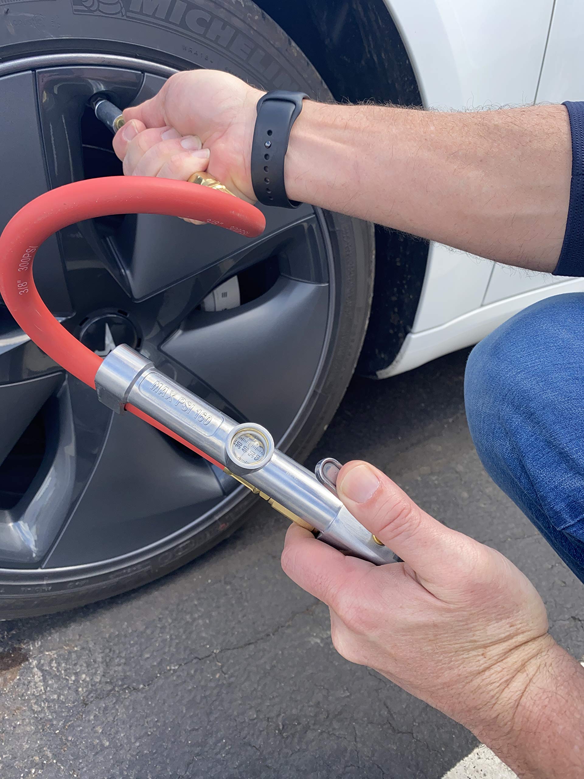 Primefit XC5000 Pro Tire Inflator and Deflator with Dual Chuck and Built in Magnified Gauge