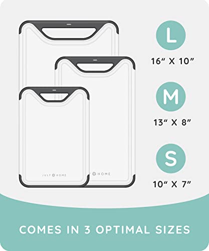 Cutting Boards for Kitchen - Plastic Cutting Board Set of 3, Dishwasher Safe Cutting Boards with Juice Grooves, Thick Chopping Boards for Meat, Veggies, Fruits, Easy Grip Handle, Non-Slip (Black)