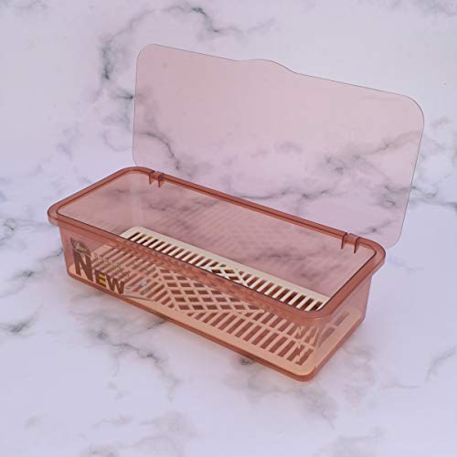 Storage Box for Silverware:Cabilock Plastic Chopsticks Storage Drainer Flatware Tray Kitchen Drawer Organizer Silverware Box With Lid Dust Proof Dinnerware Holder Silverware Utensil Cutlery Tableware Spoon Forks Storage Box brown