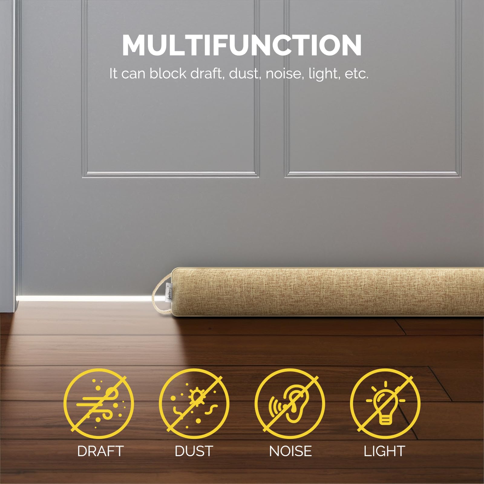 fowong Door Draft Stopper 30 Inch Weighted Under Door Draft Blocker, Soundproofing Noise Stopper Block Cold Air/Wind/Breeze, Oatmeal