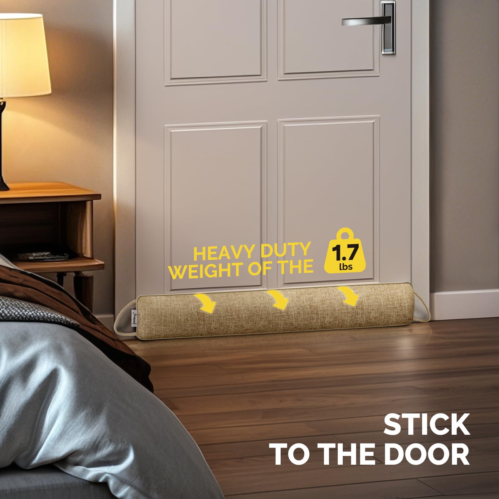 fowong Door Draft Stopper 30 Inch Weighted Under Door Draft Blocker, Soundproofing Noise Stopper Block Cold Air/Wind/Breeze, Oatmeal