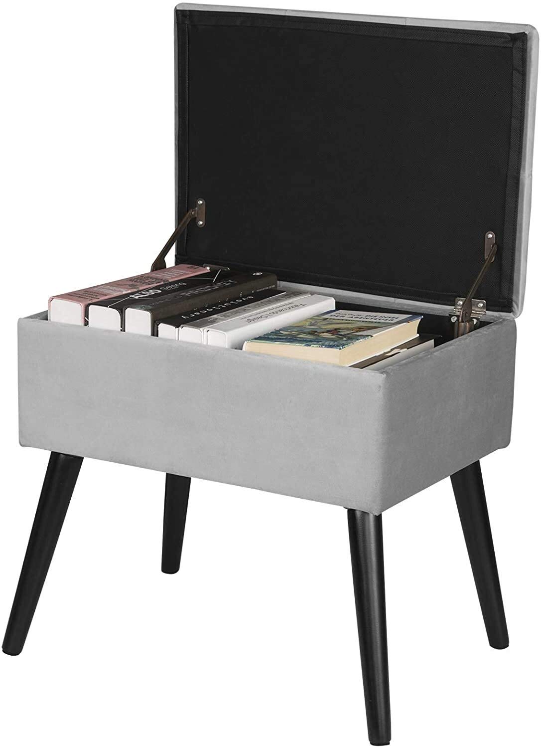 YHBM Storage Bench Chest Padded Footstool Linen Pouffe Chair Light Bed End Shoe Children Toy Box Stool Milking Stool Grey (Color : Dark Grey)
