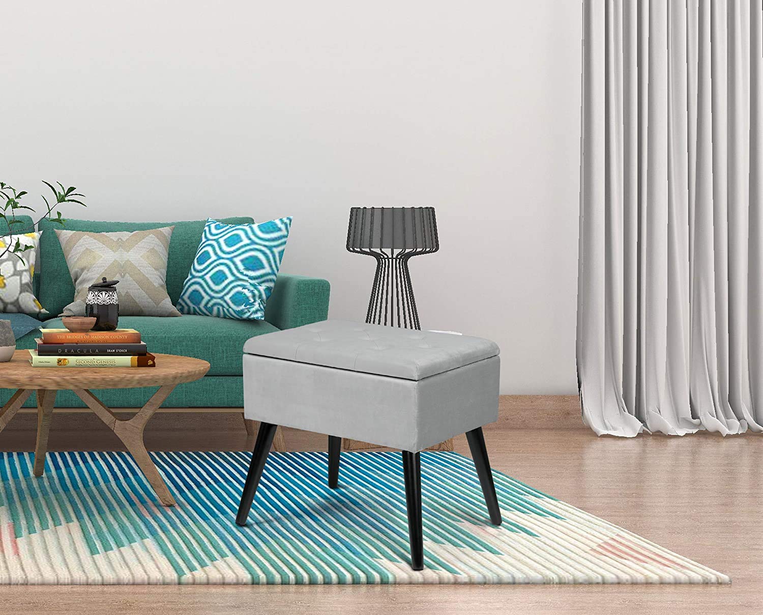 YHBM Storage Bench Chest Padded Footstool Linen Pouffe Chair Light Bed End Shoe Children Toy Box Stool Milking Stool Grey (Color : Dark Grey)