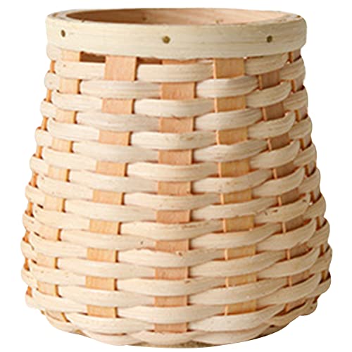 SHERCHPRY Woven Desktop Baskets Small Bamboo Basket Pencil Holder Rustic Chopsticks Caddy Fork Spoon Knife Holder Flatware Utensil Caddy Chinese Tea Tool Holder Utensil Holder
