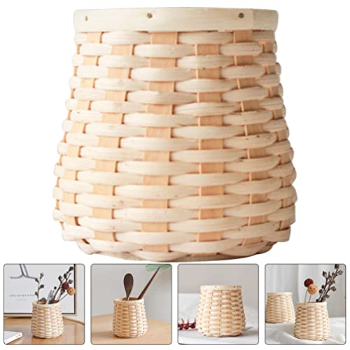 SHERCHPRY Woven Desktop Baskets Small Bamboo Basket Pencil Holder Rustic Chopsticks Caddy Fork Spoon Knife Holder Flatware Utensil Caddy Chinese Tea Tool Holder Utensil Holder