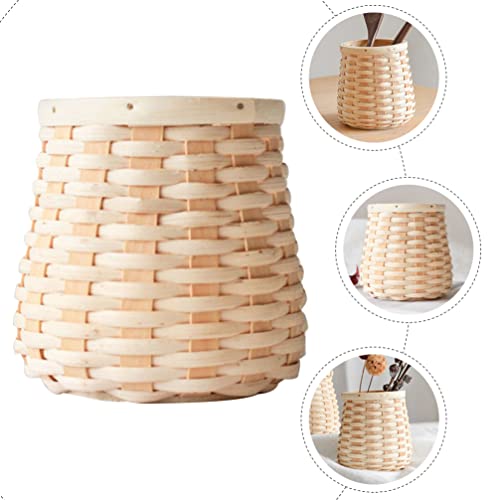 SHERCHPRY Woven Desktop Baskets Small Bamboo Basket Pencil Holder Rustic Chopsticks Caddy Fork Spoon Knife Holder Flatware Utensil Caddy Chinese Tea Tool Holder Utensil Holder
