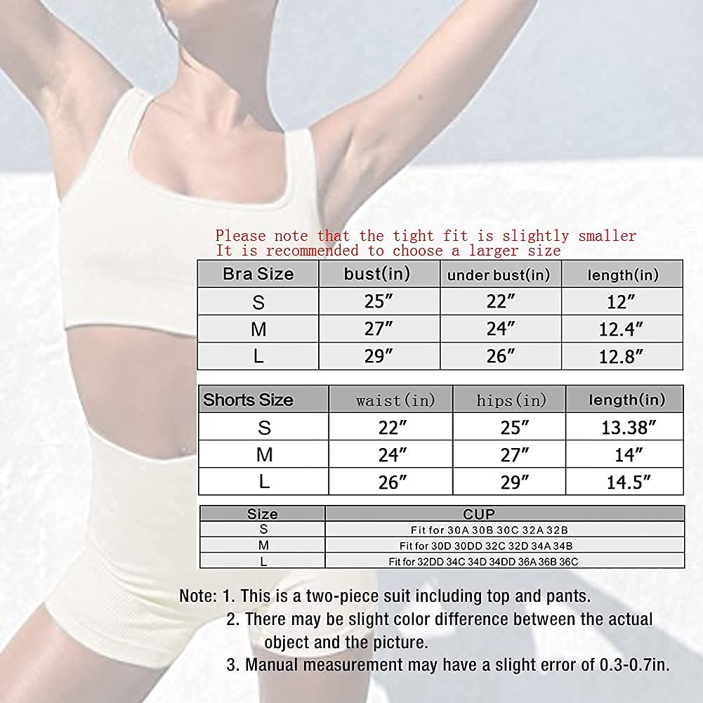 TWFRHC Women's Workout Sets Ribbed Tank 2 Piece Seamless High Waist Gym Outfit Yoga Shorts Sets