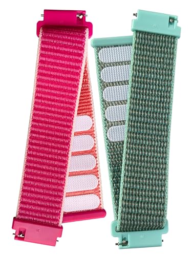 BRONGER Fit Length for Boy Girl, Hook&Loop Gizmo Watch Band Replacements Compatible with Gizmo Watch 3 2 1/Gabb Watch 2 1: Easy to Use for Kids (Pomegranate-red Cyan-aloe)