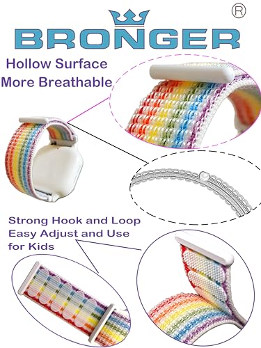 BRONGER Fit Length for Boy Girl, Hook&Loop Gizmo Watch Band Replacements Compatible with Gizmo Watch 3 2 1/Gabb Watch 2 1: Easy to Use for Kids (Pomegranate-red Cyan-aloe)
