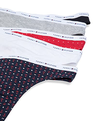 Tommy Hilfiger Women's Classic Cotton Logoband Thong Panties, 5 Pack