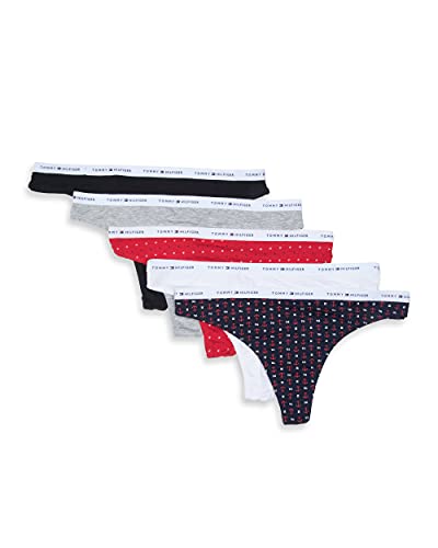 Tommy Hilfiger Women's Classic Cotton Logoband Thong Panties, 5 Pack