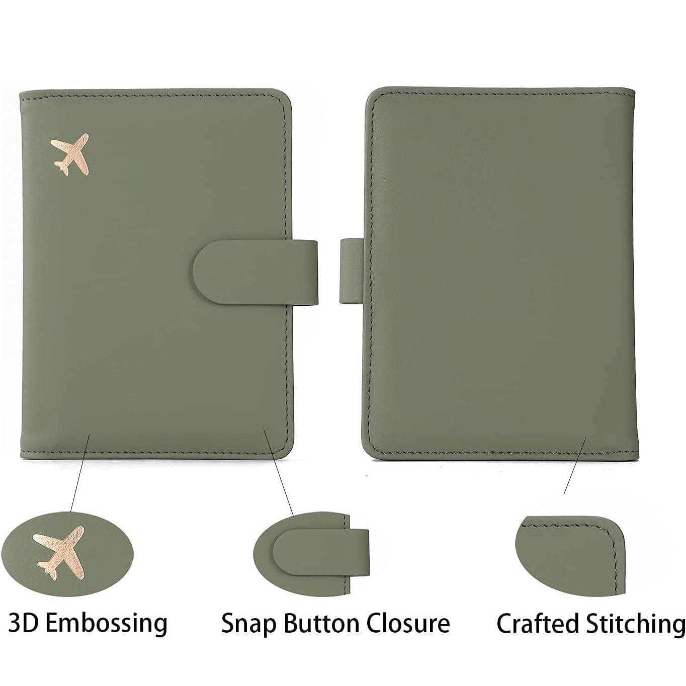 Melsbrinna Passport Holder Covers Case, Waterproof Rfid Blocking Travel Wallet Passport Holder with Pen Holder, Cute Passport Book for Women/Men (Moss green)