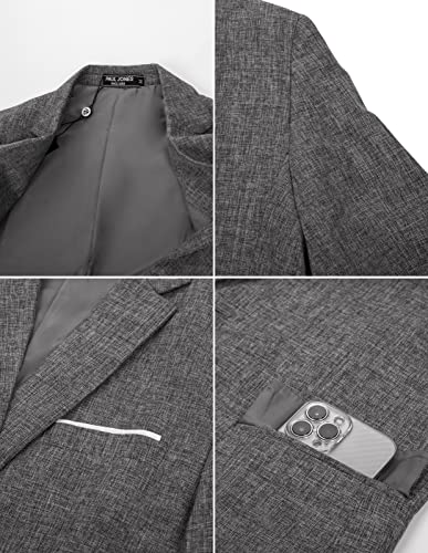 Men's Business Suit Blazer Jackets Notch Lapel Sport Coat One Button L Charcoal Gray
