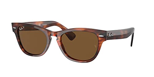 Ray-Ban RB2201 Laramie Square Sunglasses, Striped Havana/Polarized Brown, 54 mm