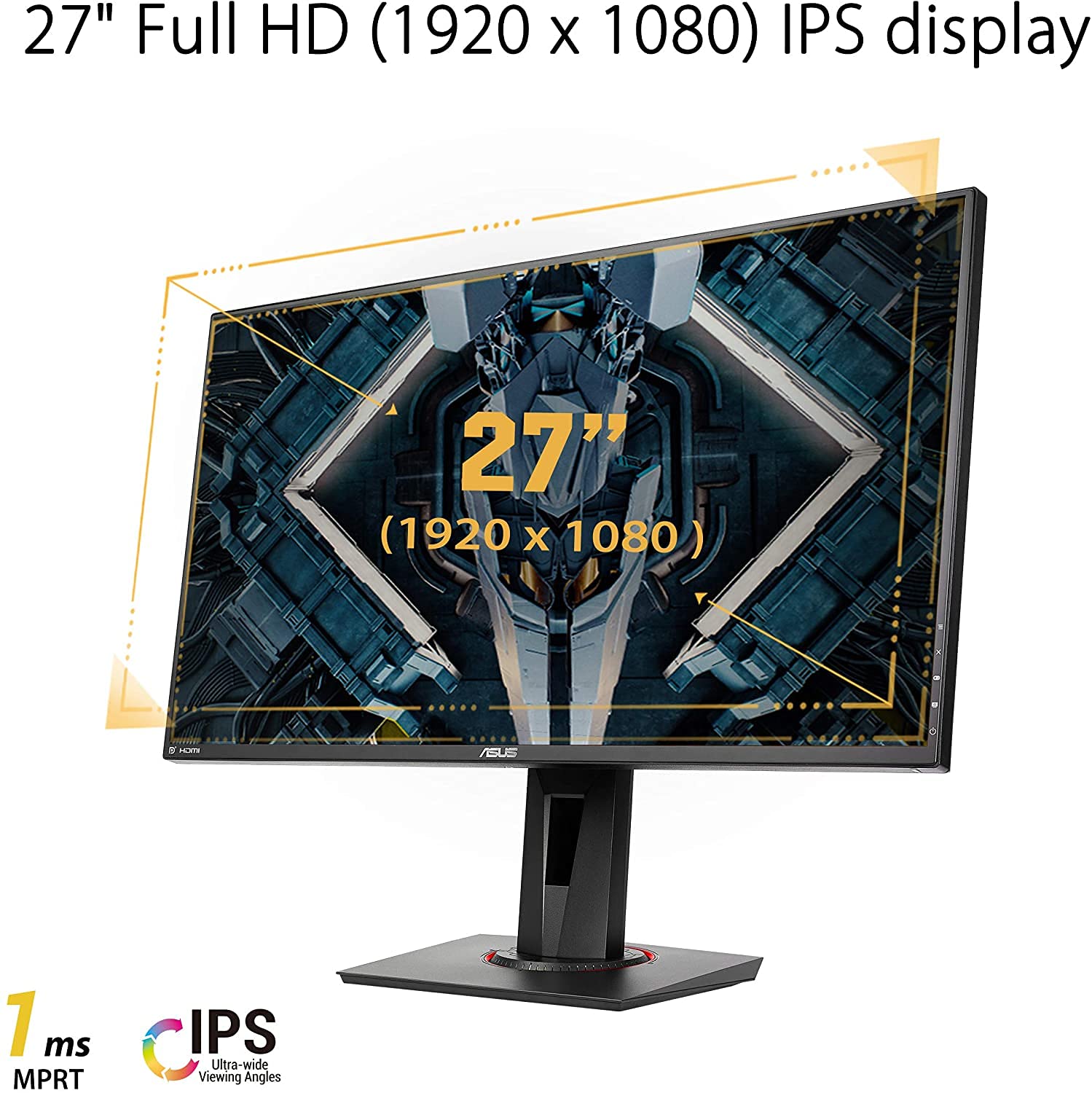 ASUS TUF Gaming 27” 1080P Monitor (VG279QR) - Full HD, IPS, 165Hz (Supports 144Hz), 1ms, Low Motion Blur, G-SYNC Compatible, Shadow Boost, VESA Mountable, DisplayPort, HDMI, Height Adjustable, Black